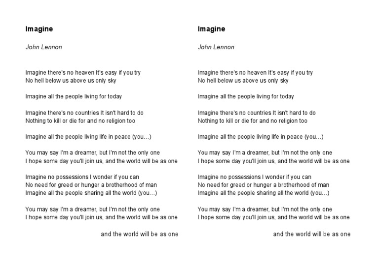 Imagine Imagine: John Lennon John Lennon | PDF | Religion And Death ...