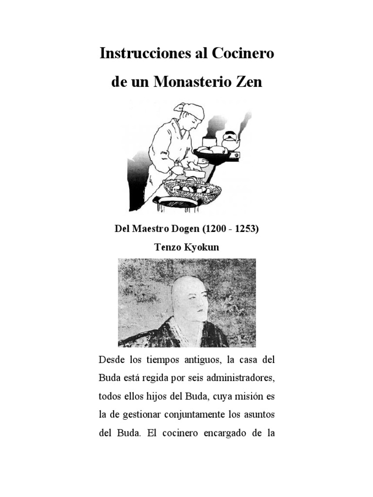 Instrucciones Al Cocinero de Un Monasterio Zen - Tenso Kyokun | PDF ...