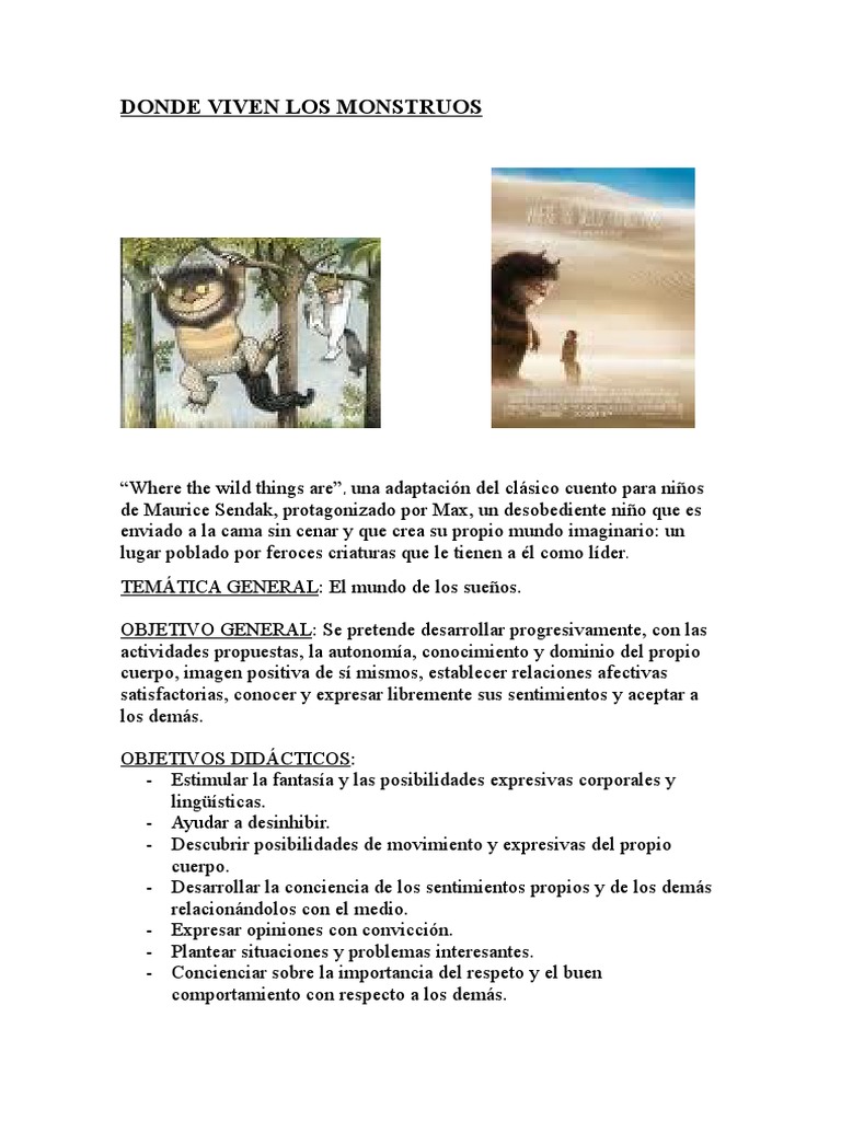 Donde Viven Los Monstruos | PDF | Evaluación | Dormir