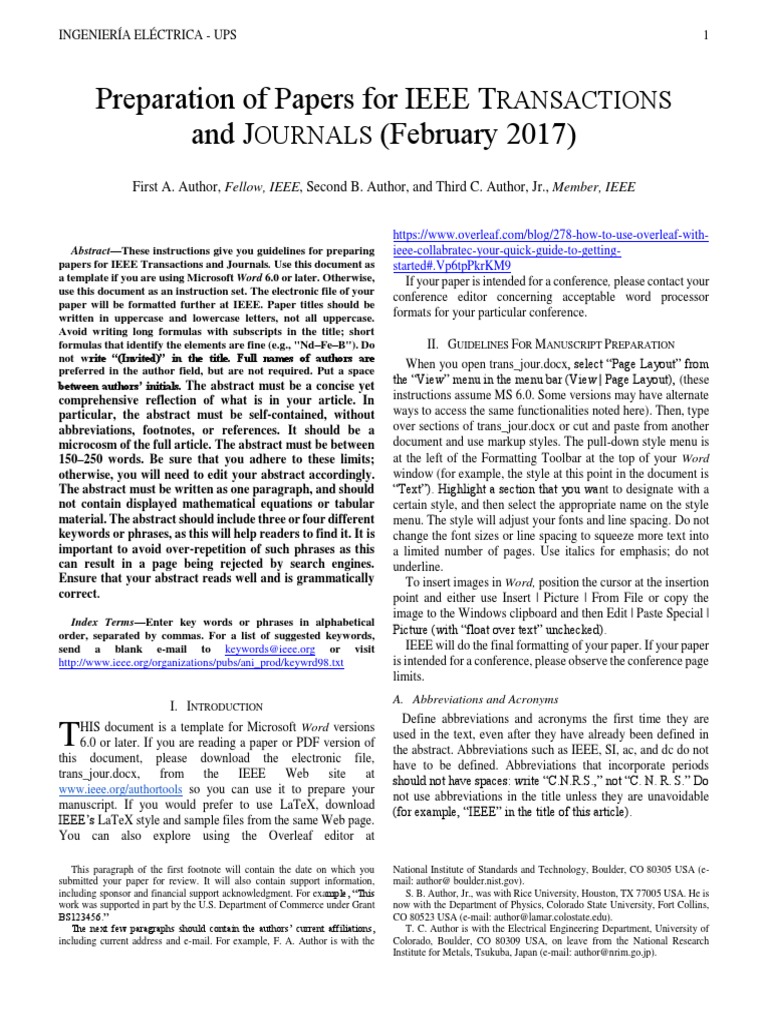 Transactions Template and Instructions On How To Create Your Article ...