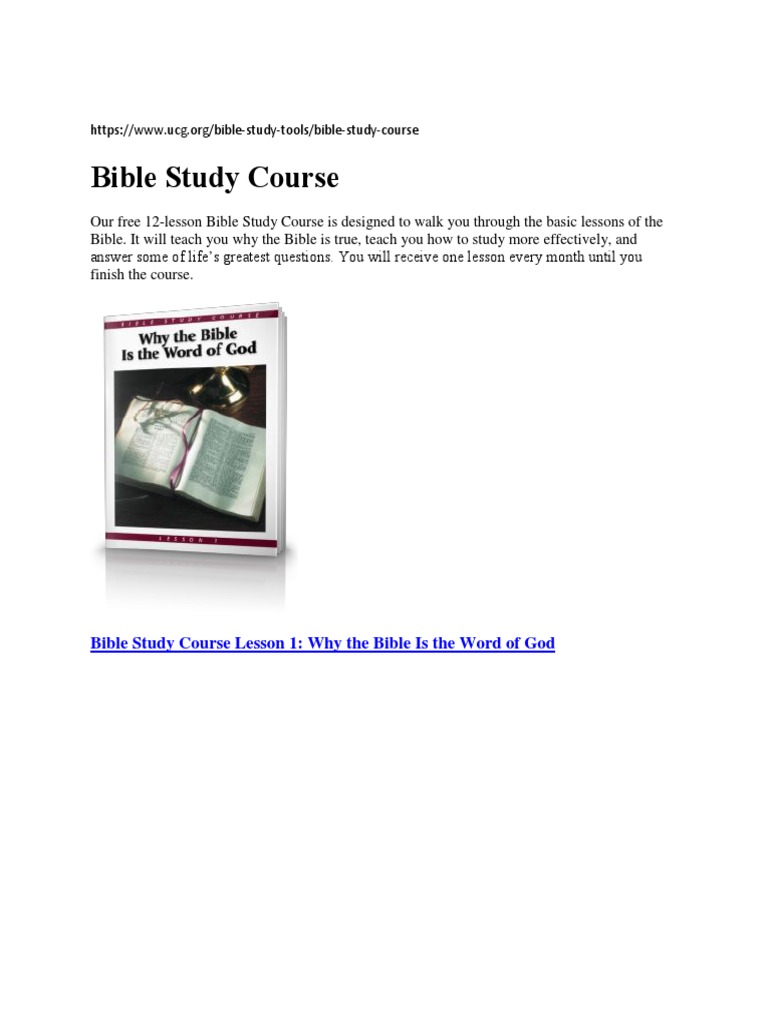 Free Bible Study Course 12 Lesson Outline Plan | PDF | Baptism ...