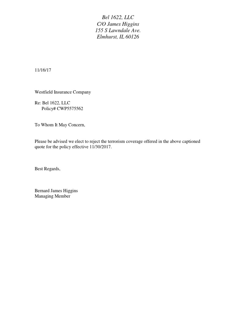 TRIA Rejection Letter (1) 2 | PDF