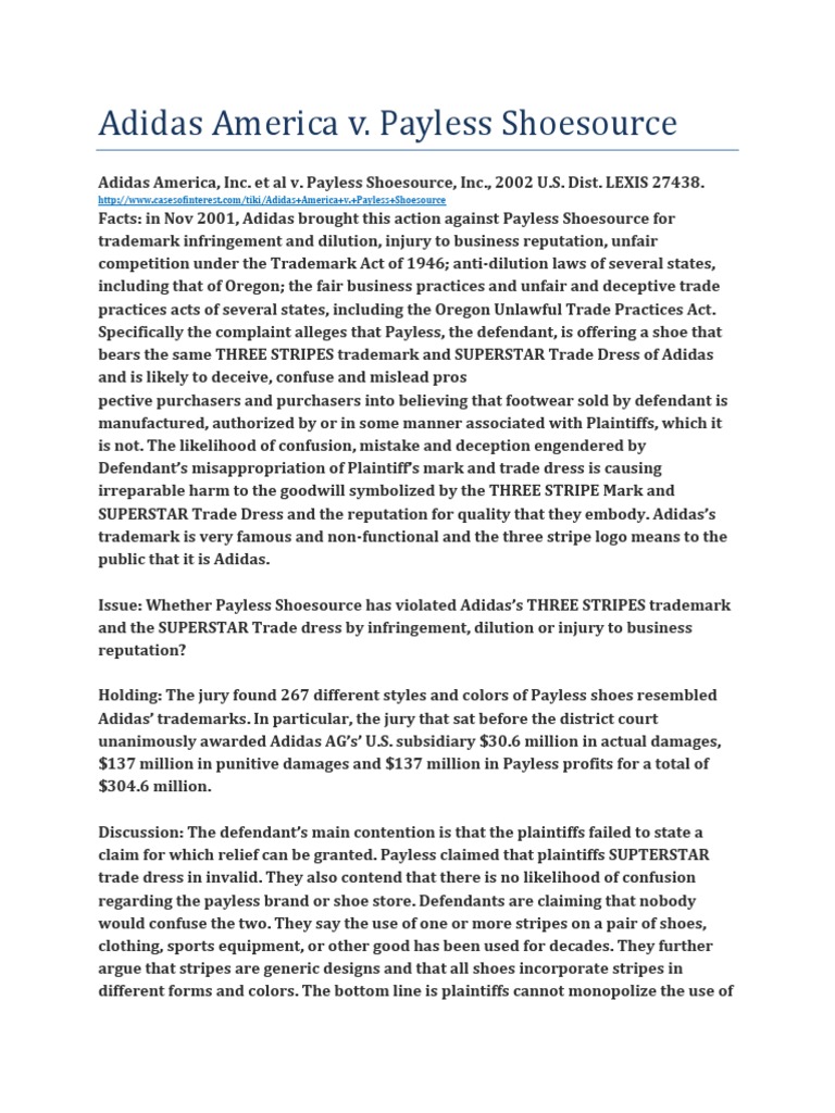 Adidas America v. Payless Shoesource | PDF | Punitive Damages ...