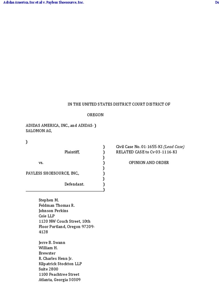 Adidas America v. Payless Shoesource | PDF | Costs In English Law ...