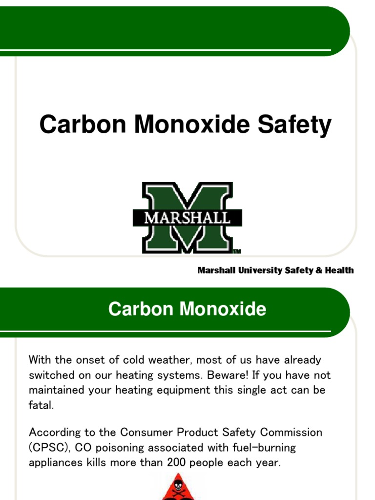 Carbon Monoxide Safety: Marshall University Safety & Health | PDF ...