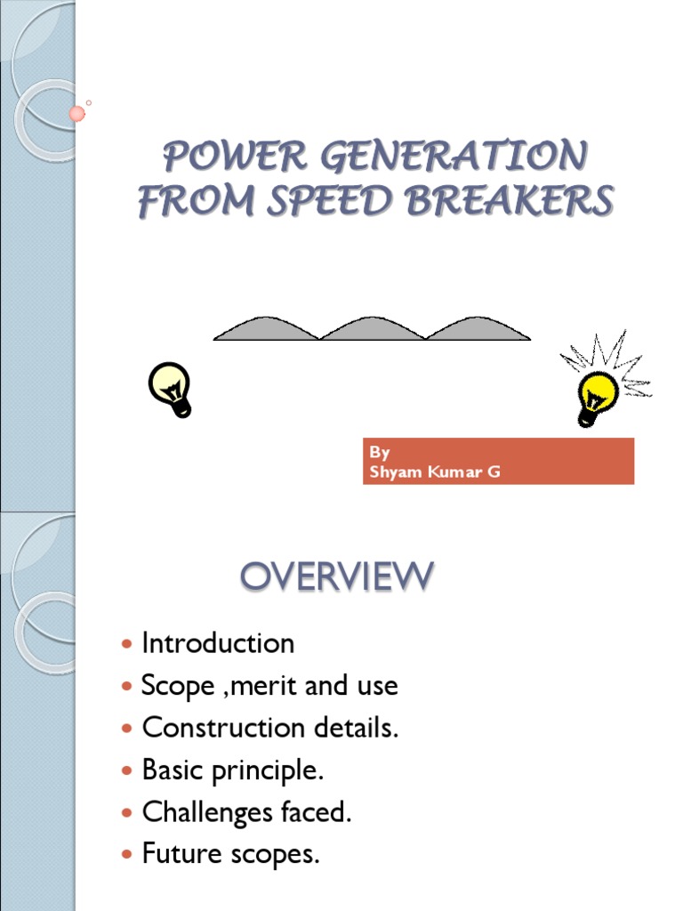 Power Generation From Speed Breakers | PDF | Electric Generator | Gear