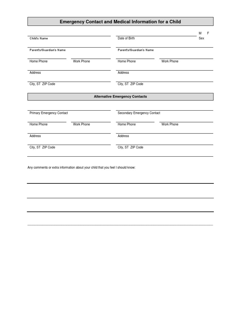 Student Emergency Contact Info | PDF