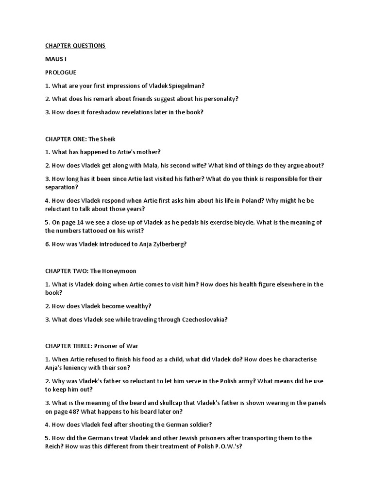 The Complete Maus - Chapter Questions | PDF | Unrest