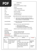 CTH Lesson Plan Year 1 2018 Cefr | PDF | Lesson Plan | Neuropsychology