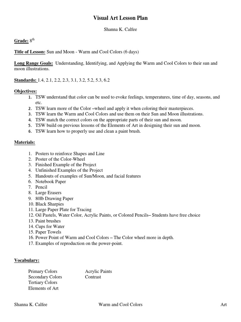 Visual Art Lesson Sun and Moon | PDF | Color | Paintings