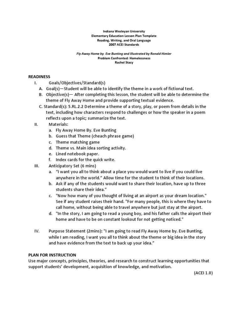 Read Aloud 22fly Away Home 22 Lesson | PDF | Cognition | Pedagogy