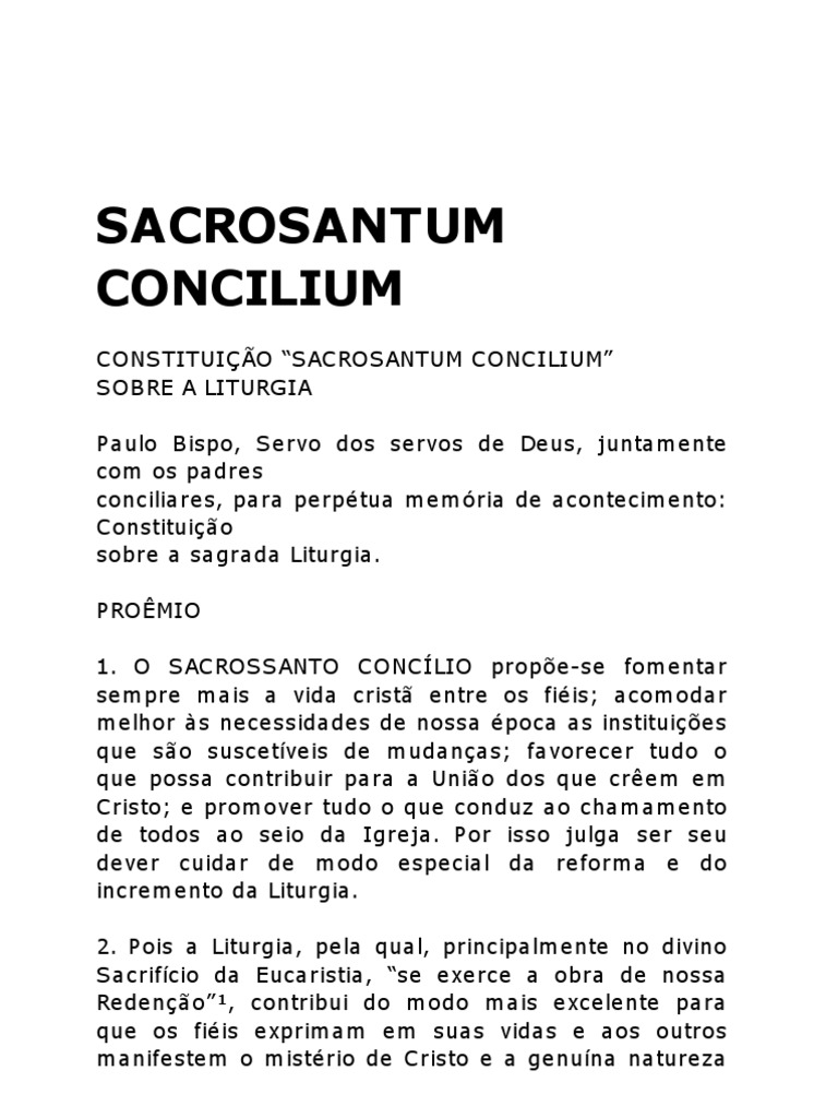 Sacrosanctum Concilium | PDF | Liturgia | Missa (liturgia)