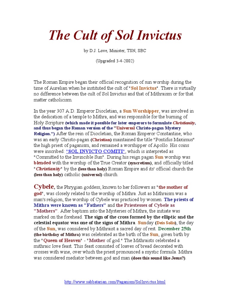 The Cult of Sol Invictus Explained | PDF