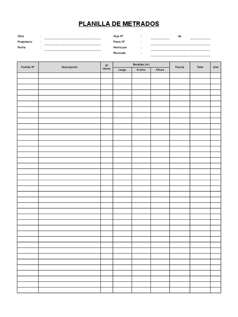 Planillas de Metrados | PDF | Materiales | Materiales de construcción