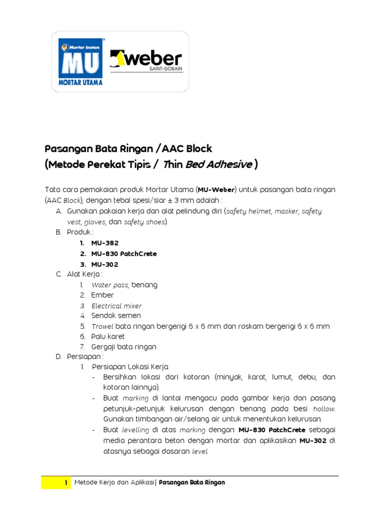 01 Pasangan Bata Ringan 382 | PDF | Teknologi & Rekayasa