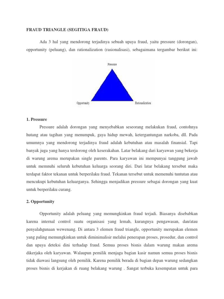Segitiga Fraud: Tekanan, Peluang, Rasionalisasi | PDF | Karier ...