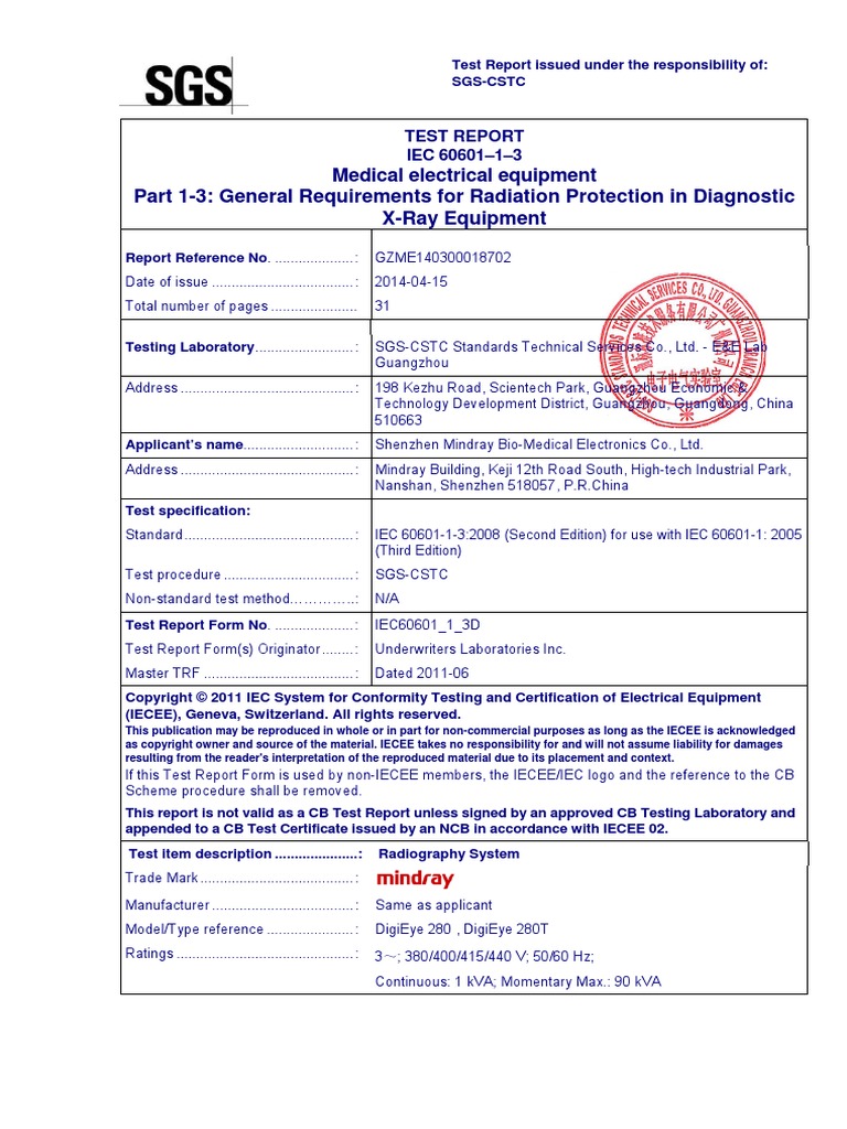 IEC Test | PDF | X Ray | Absorbed Dose
