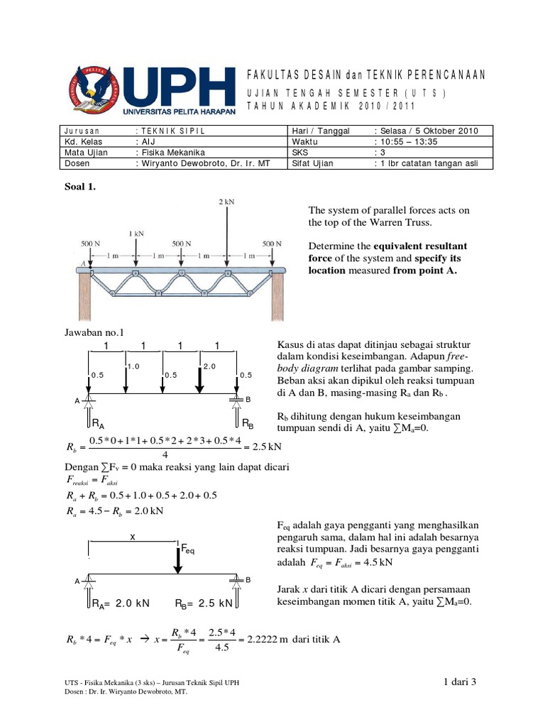 UTS Fisika Mekanika Teknik Sipil | PDF