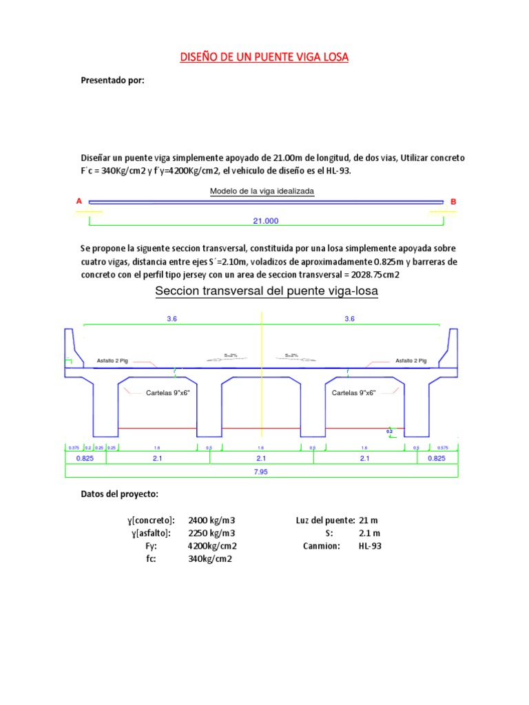 Diseño Del Puente Viga Losa Pdf Ingeniería De Edificación Carpintería