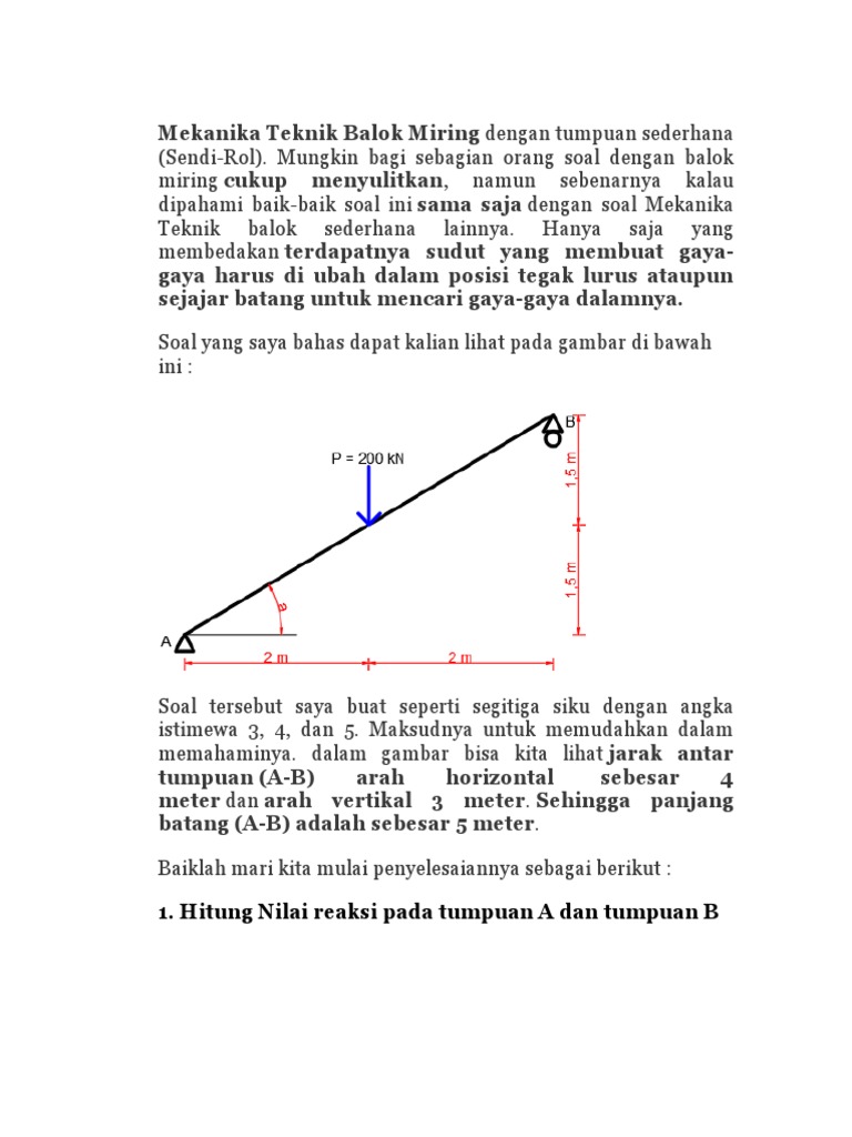 Mekanika Teknik Balok Miring | PDF | Metode & Bahan Ajar