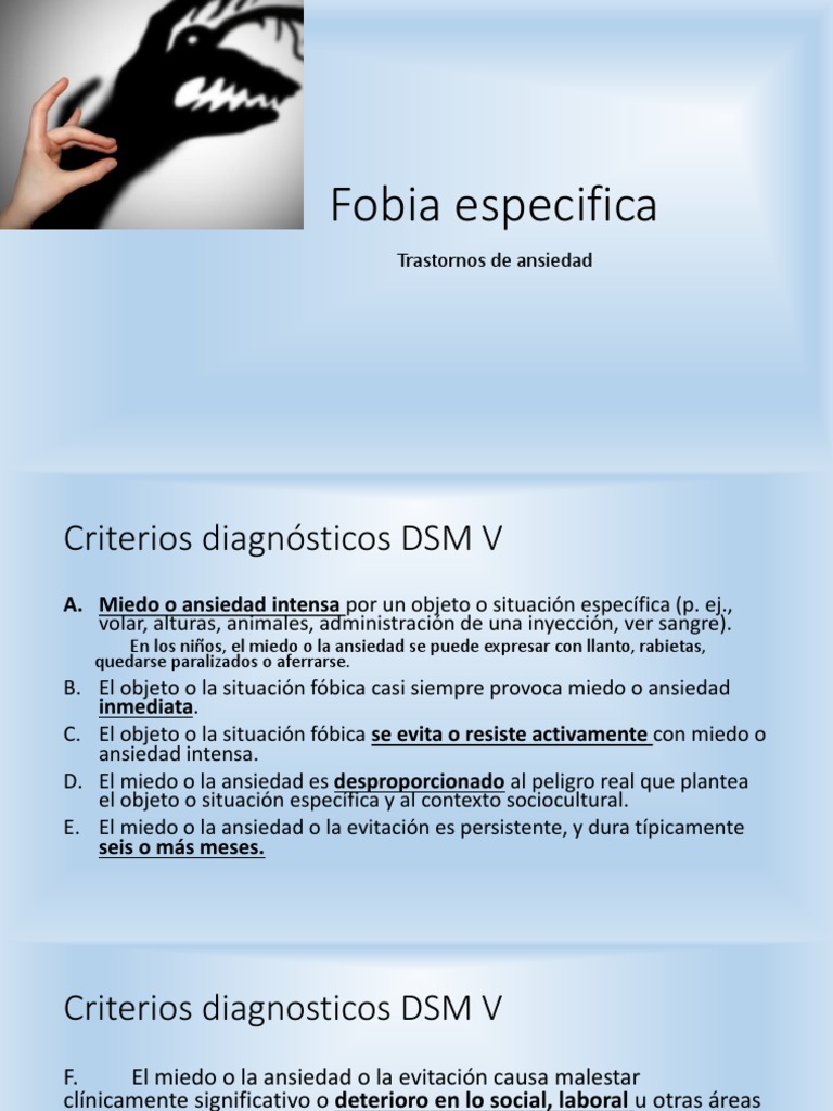 Fobia Especifica | Descargar gratis PDF | Ansiedad | Trastorno de ansiedad