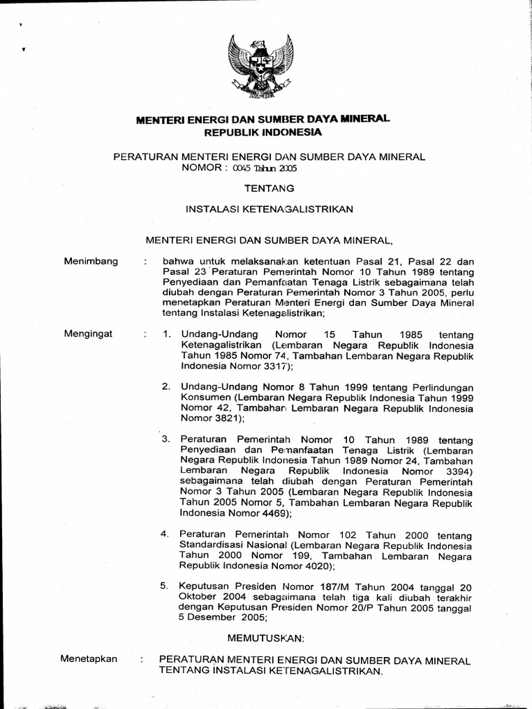 PerMen ESDM No 45 Tahun 2005 | PDF