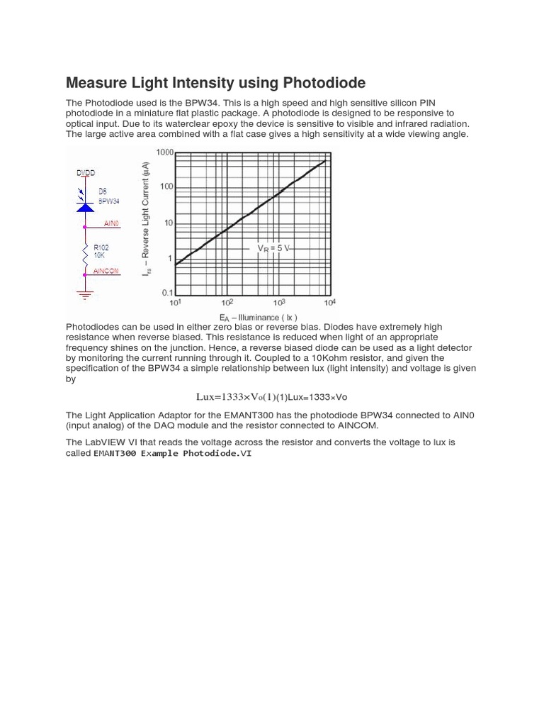 Measure Light Intensity PD BPW34 | PDF