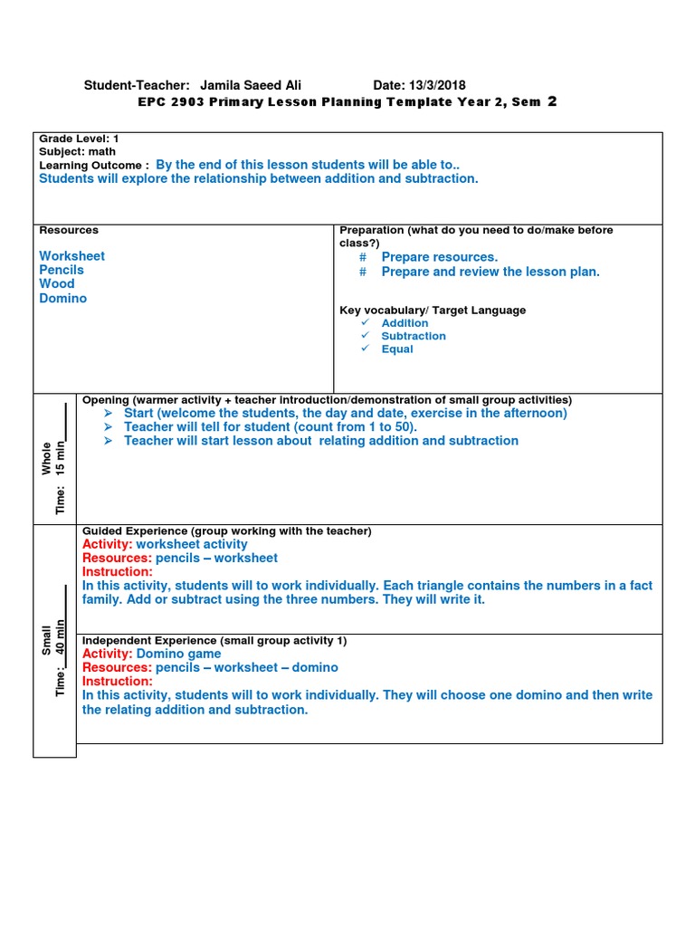 Lesson Plan Template Math | PDF | Lesson Plan | Change