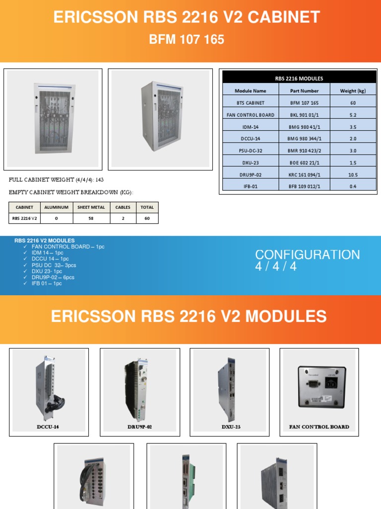 Ericsson RBS 2206 V2 Cabinet | PDF