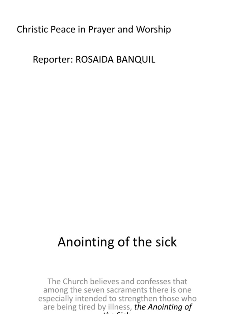Rite For Anointing of The Sick | PDF | Priest | Systematic Theology