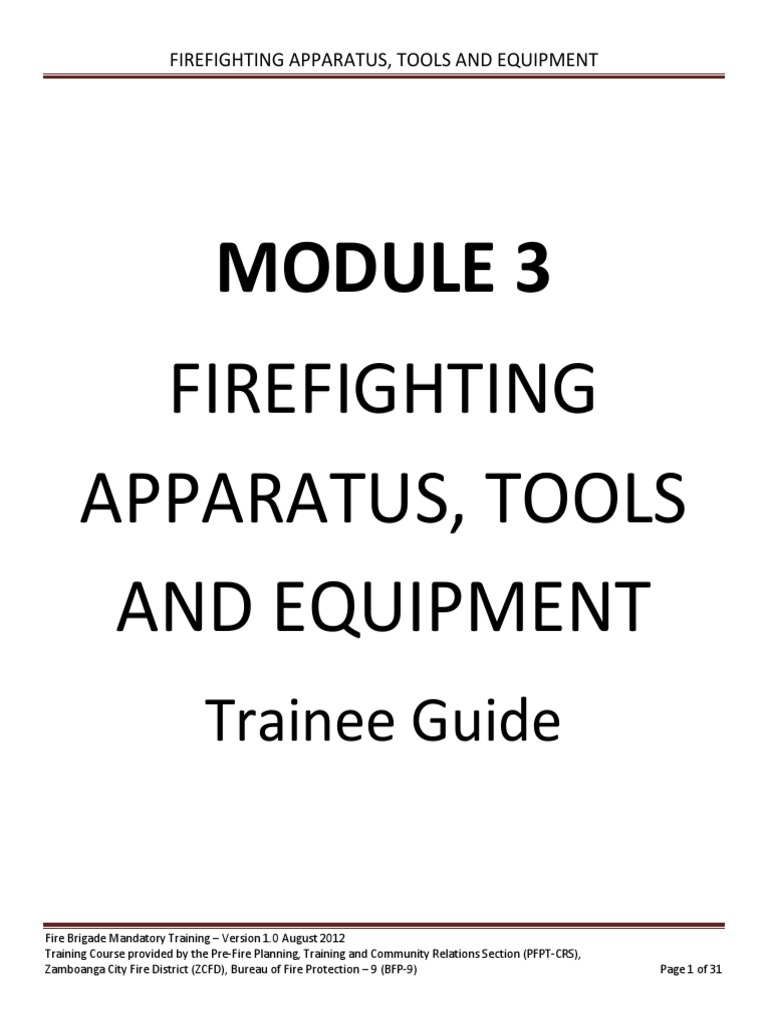 Module 3 Fire Fighting Apparatus Tools and Equipment | PDF | Fire ...