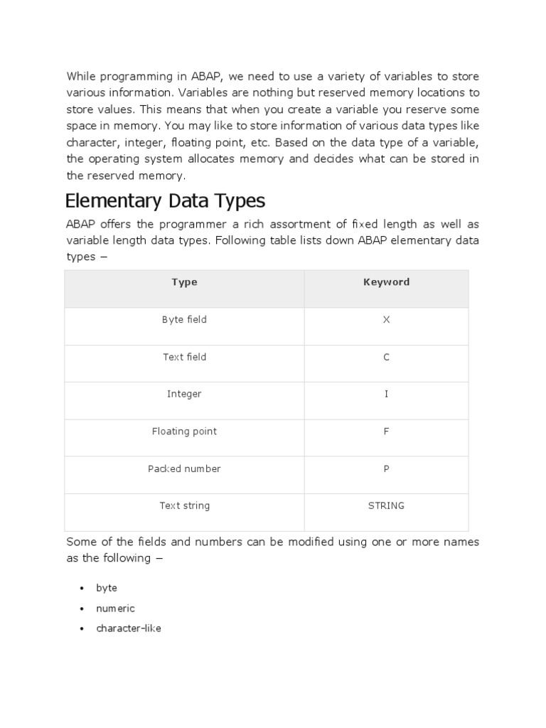Elementary Data Types: Type Keyword | Download Free PDF | Data Type | String (Computer Science)