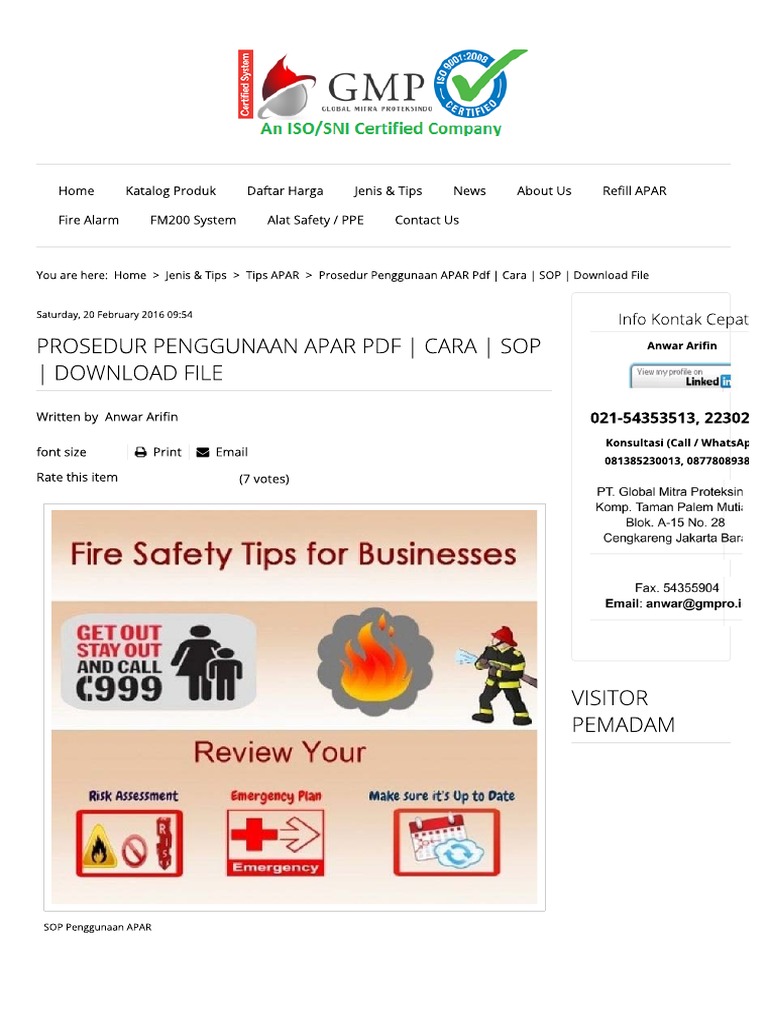 Prosedur Penggunaan APAR PDF - Cara - SOP - Download File | PDF