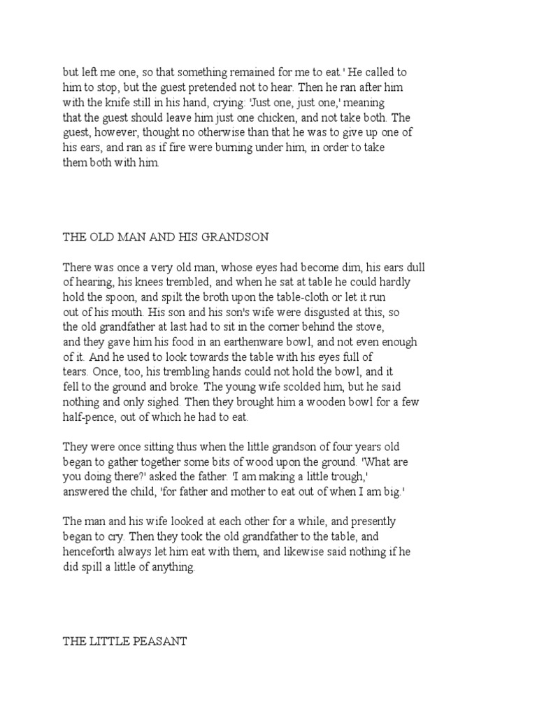 The Old Man and His Grandson | PDF