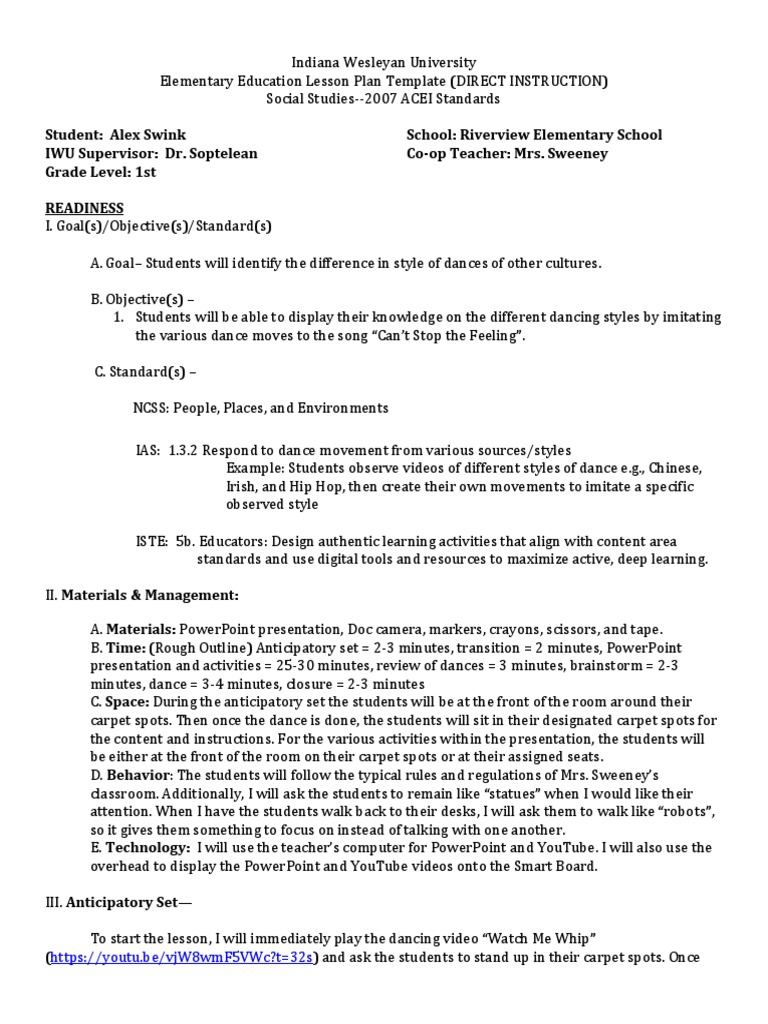 Ss Methods Lesson 3 | PDF | Dances | Classroom