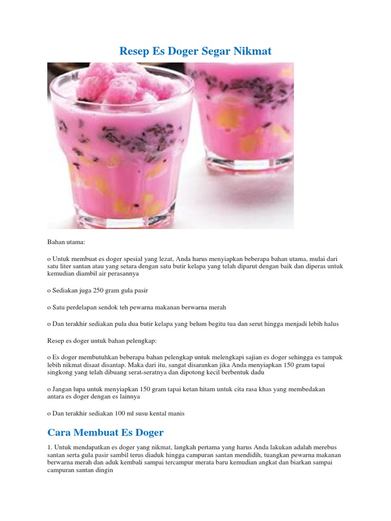 Resep Es Doger Segar dan Nikmat | PDF