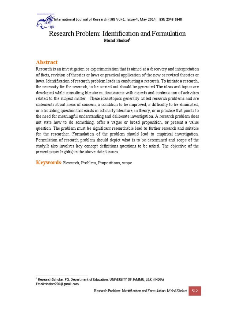 Research Problem Identification and Form PDF | PDF | Theory | Question