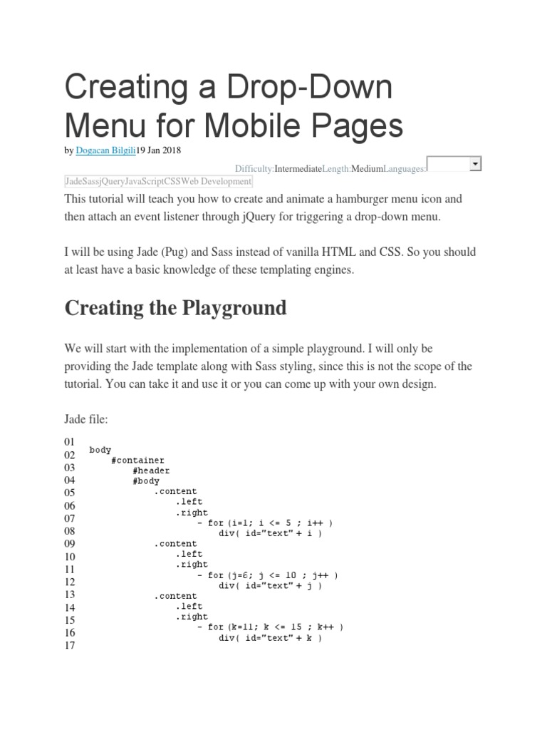 Creating a Drop-Down Menu for Mobile Pages: A Step-by-Step Guide to Building an Animated ...