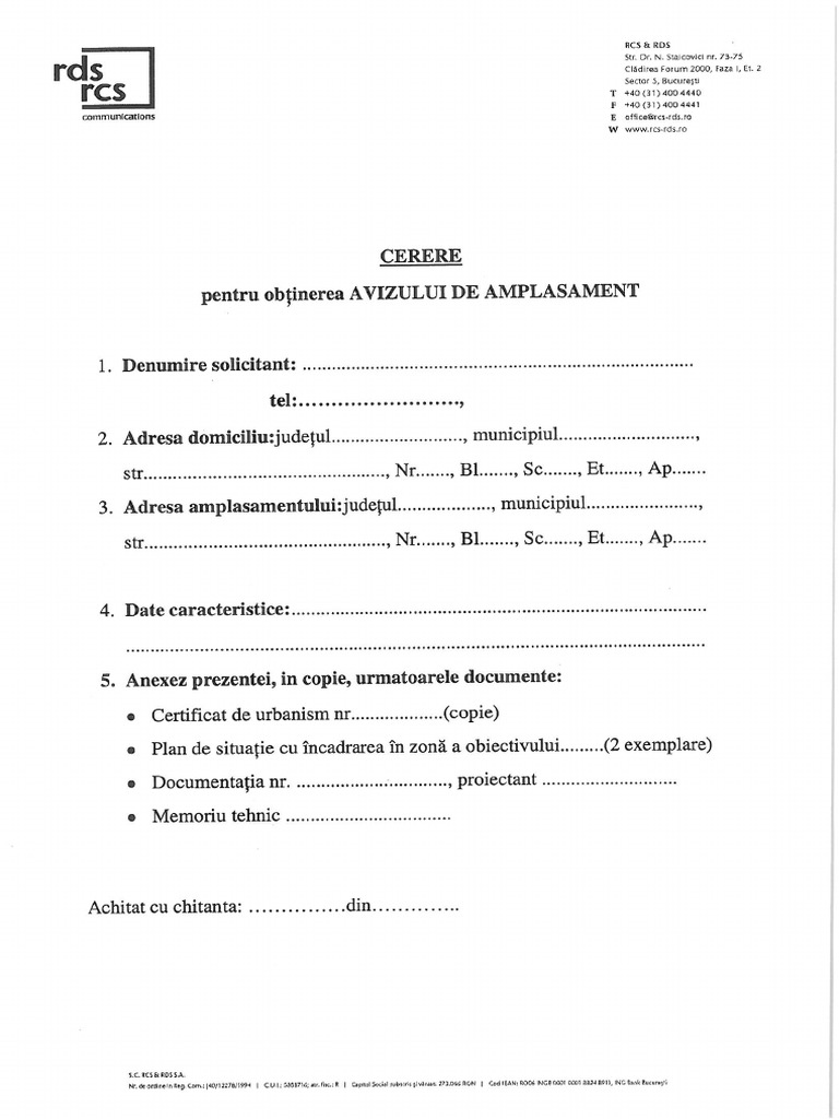 Cerere Aviz Rcs-Rds | PDF