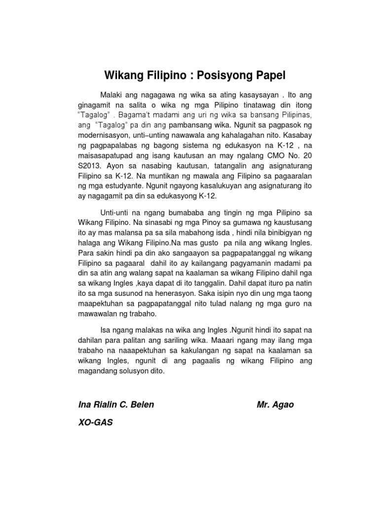 Wikang Filipino | PDF