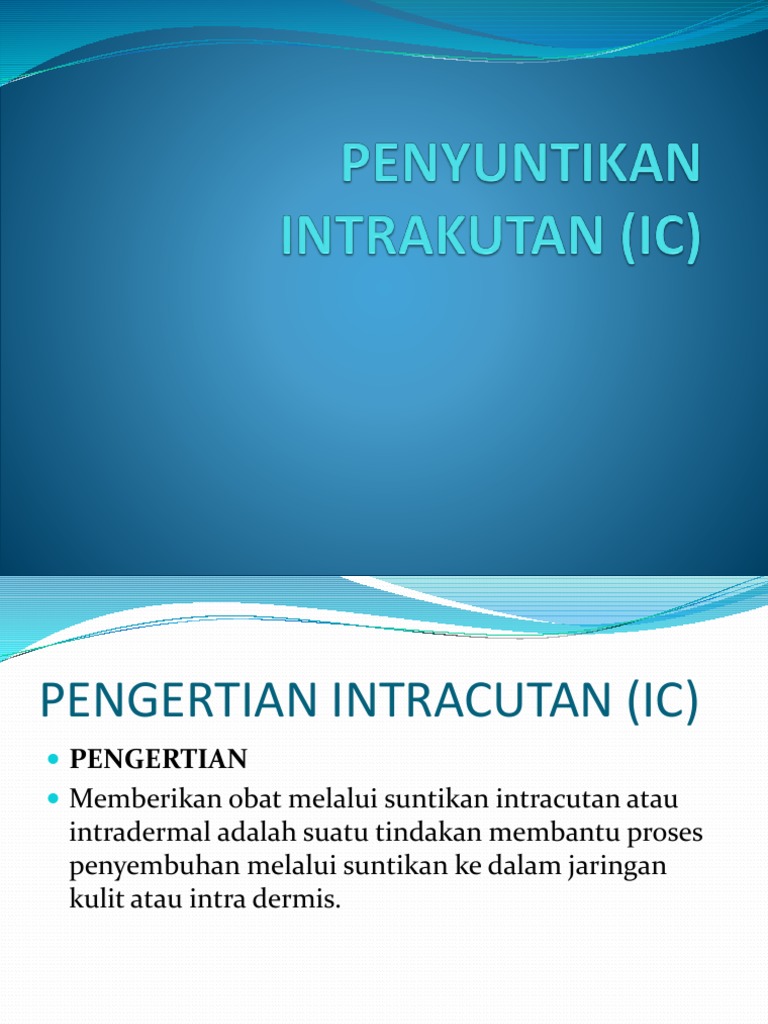 Panduan Lengkap Suntikan Intrakutan | PDF