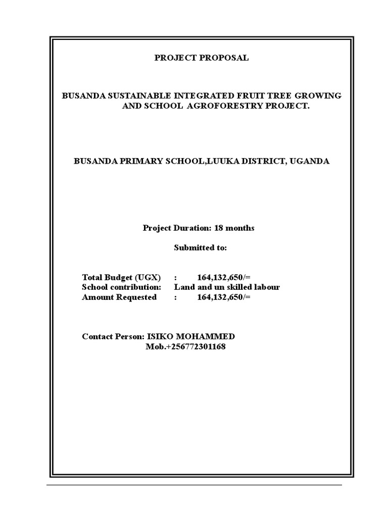 Busanda Primary School Project Proposal | PDF | Agriculture | Food Security