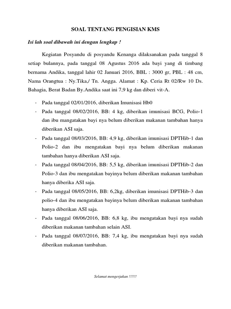 Soal Tentang Pengisian Kms | PDF