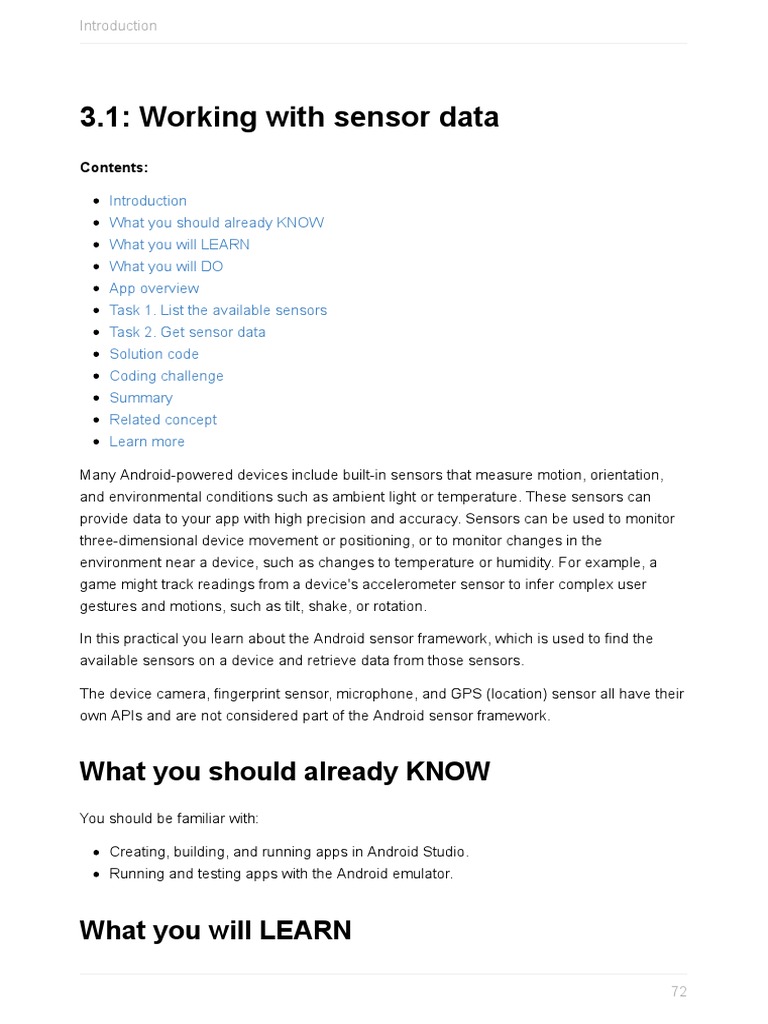 Working With Sensor | PDF | Accelerometer | Android (Operating System)