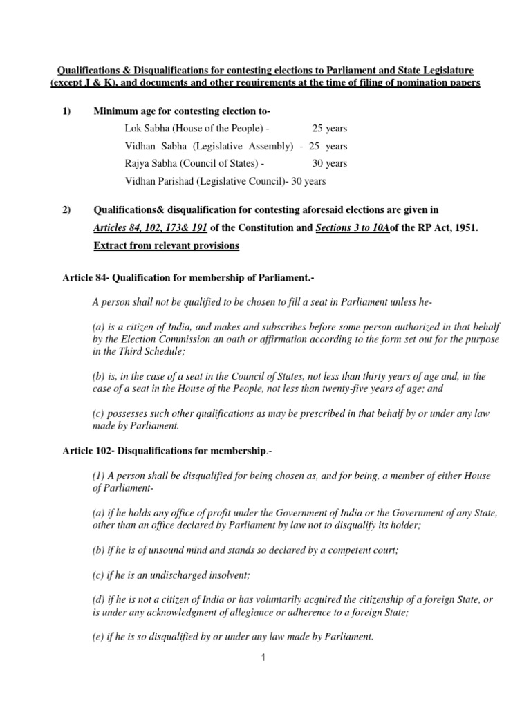 Qualification of MP and Mla | PDF | Government | Government Information