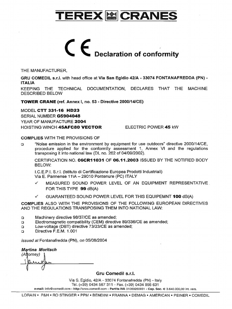 Ce Declaration of Conformity | PDF