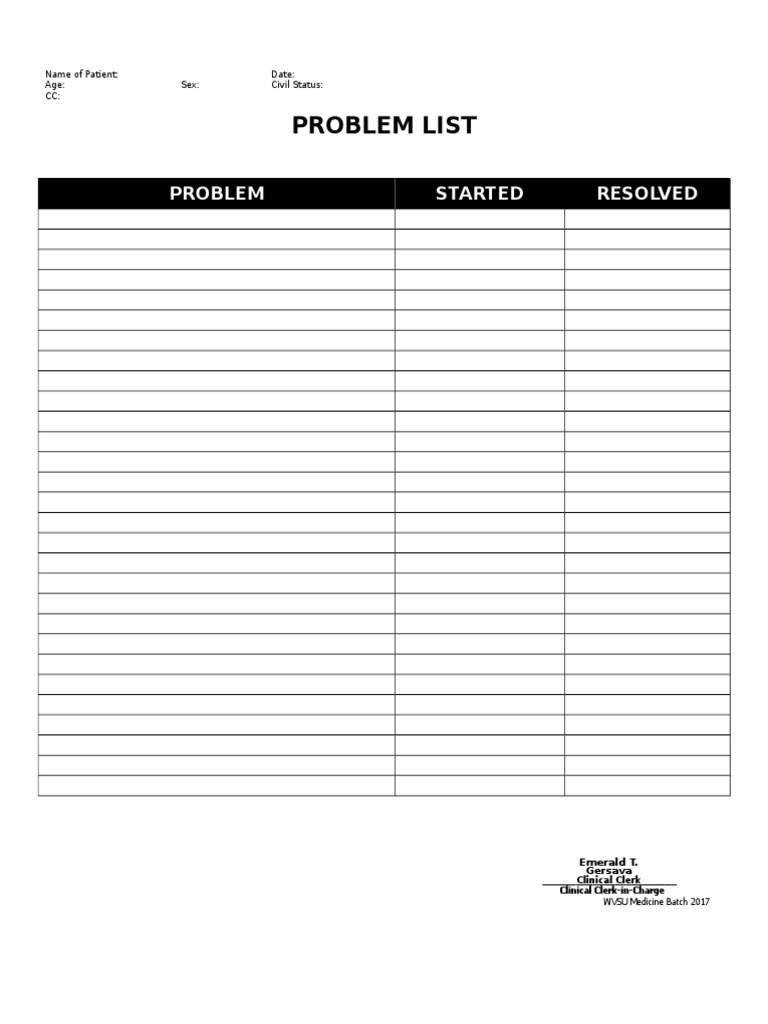 Problem List | Download Free PDF | Hematology | Tissue (Biology)