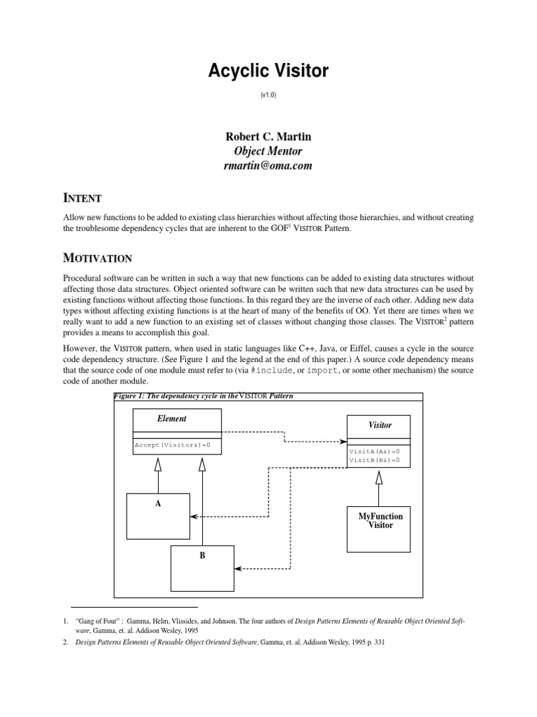 Acyclic Visitor: Robert C. Martin | PDF | Class (Computer Programming ...