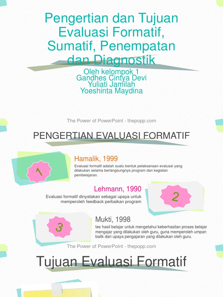 KEL 1 OFF C1 2015 Pengertian Dan Tujuan Evaluasi Formatif, Sumatif ...