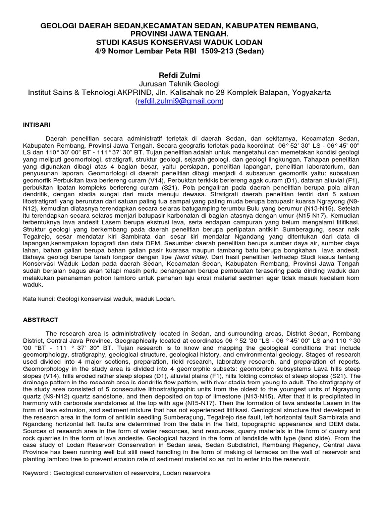 Konservasi Waduk Lodan di Rembang | PDF | Sains & Matematika